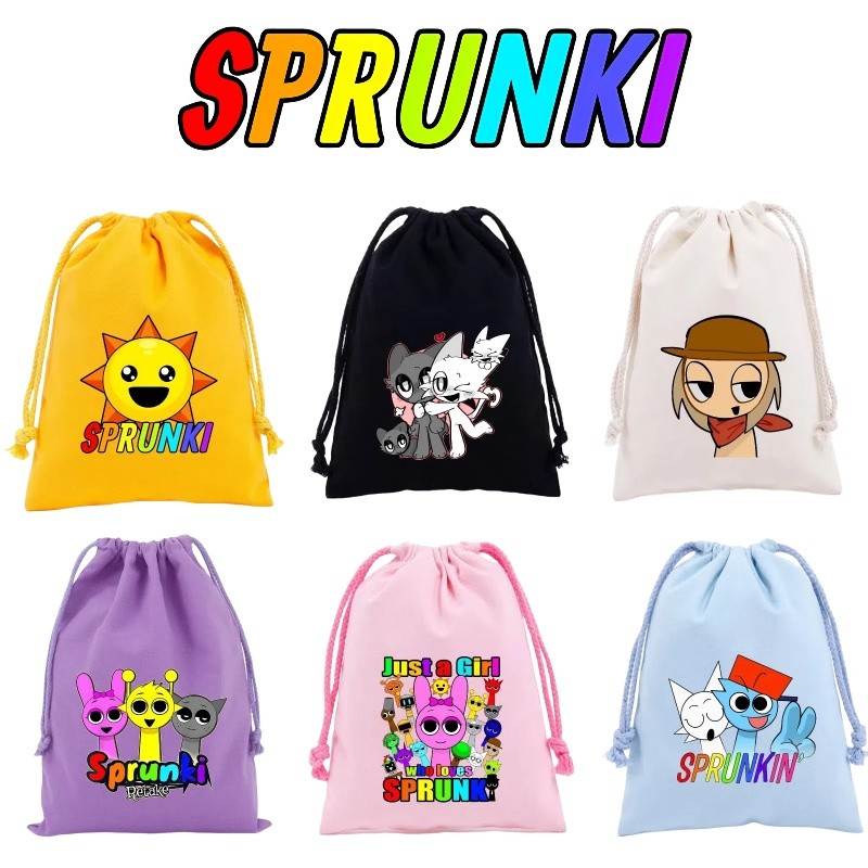 SPRUNKI Cartoon Cute Printed Color Drawstring Bag Birthday Party Gift ...