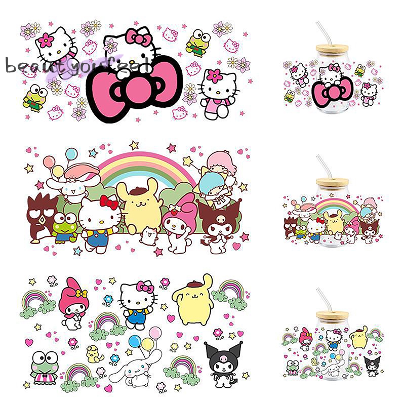 Beautyoufeel Sanrio 3D UV Cup Wrap Transfers Stickers Cute Cartoon ...