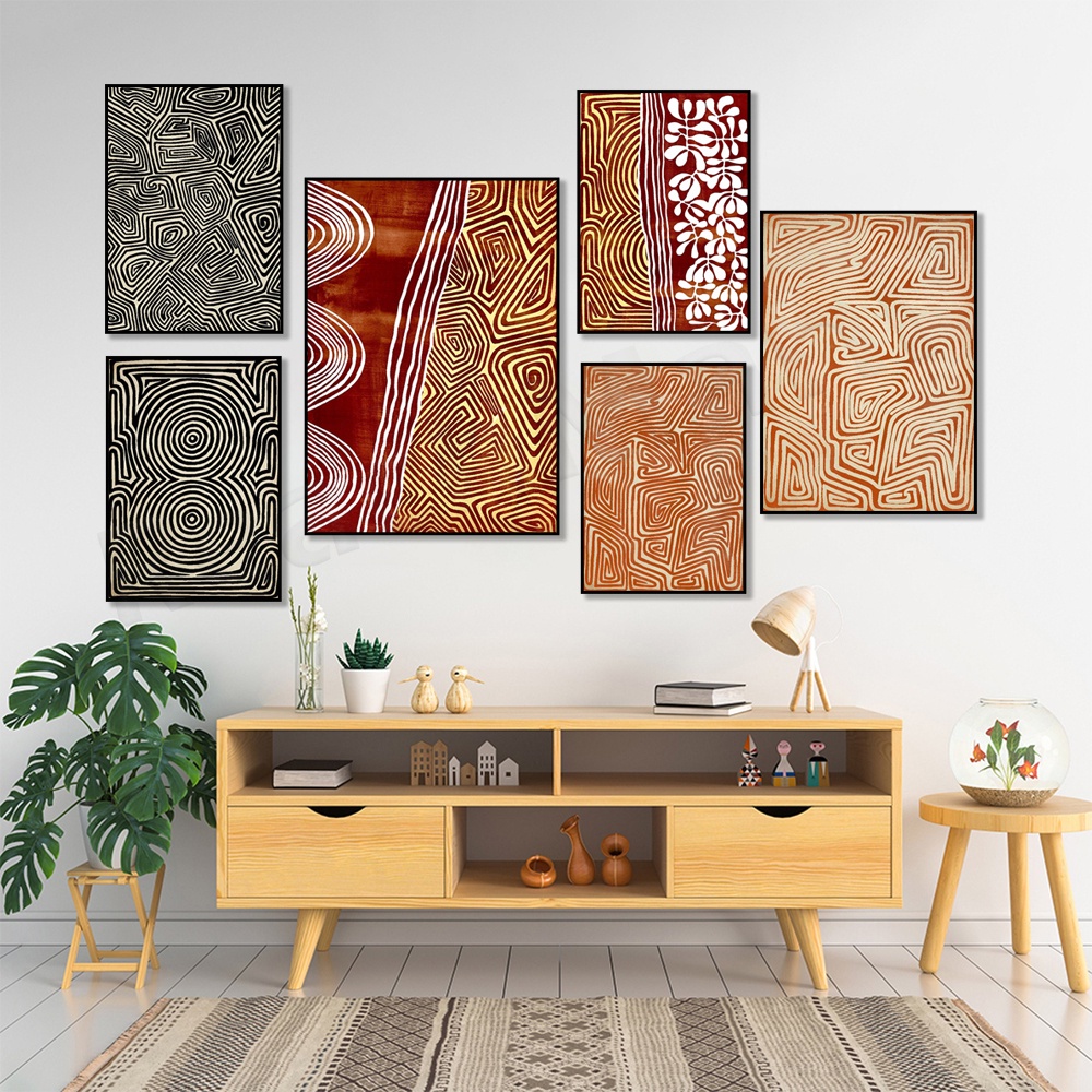 Aboriginal ethnic tribal print in terracotta modern boho decor poster ...