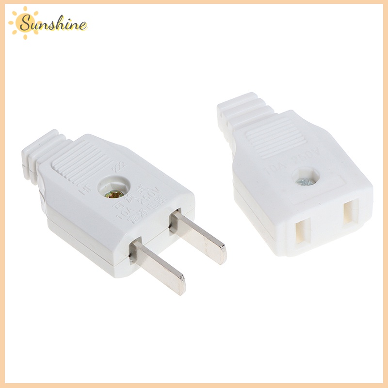 Sunshine> US 2 Flat Pin AC Electric Power Male Plug Female Socket ...