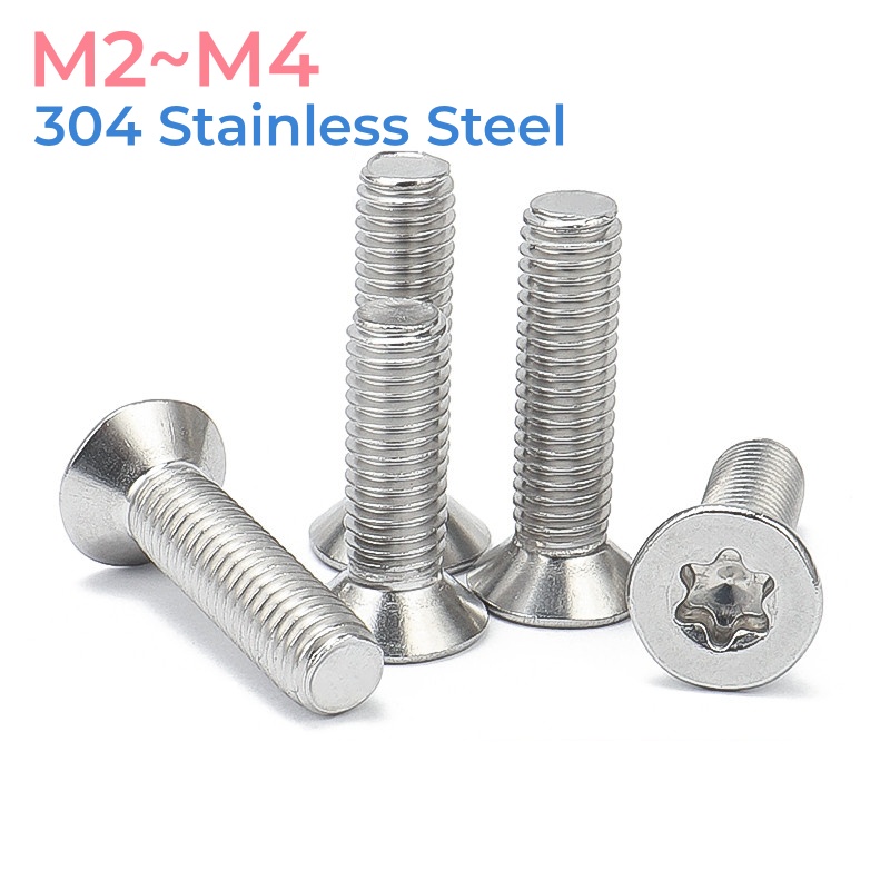 GB2673 304 Stainless Steel Flat Countersunk Head Six Lobe Torx Screw Bolt M2 M2.5 M3 M4 Six Lobe ...