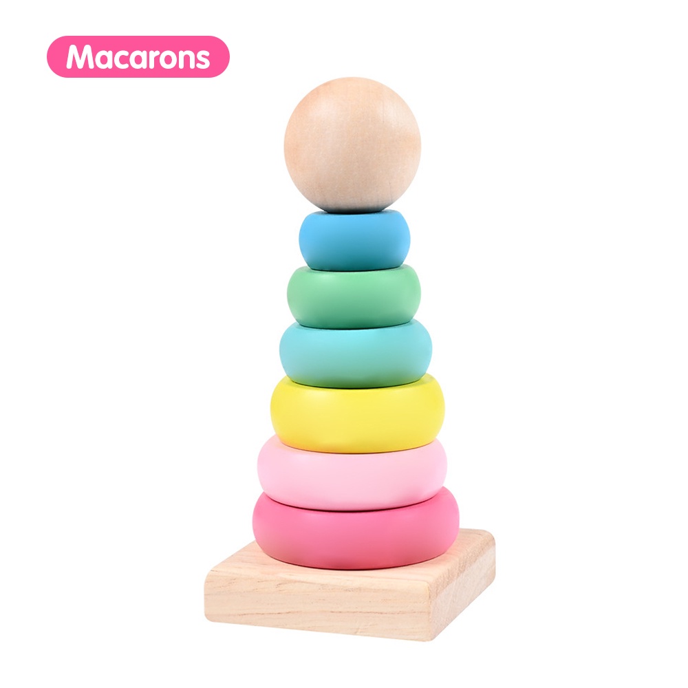 Kiss【COD】 Wooden Rainbow Tower Toys For Baby Learning Toys for Toddlers ...