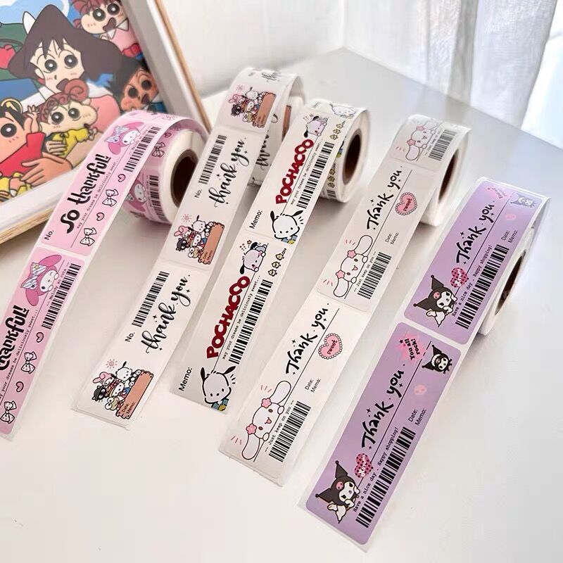 SANRIO STICKER 120pcs Roll Kuromi Cinnamoroll My Melody Sticker Thank ...