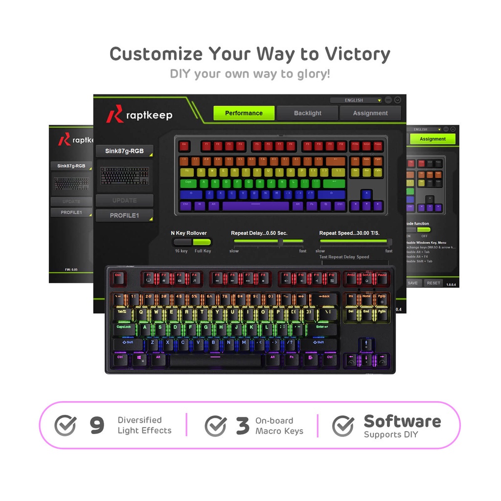 Royal Kludge RK87 RGB Tri mode Bluetooth Hotswappable Keyboard Wireless ...