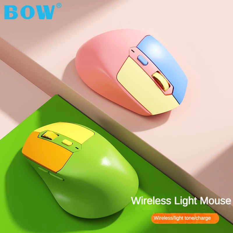 Bow Rechargeable Wireless Mouse Pink Cute External Laptop Office Mute ...