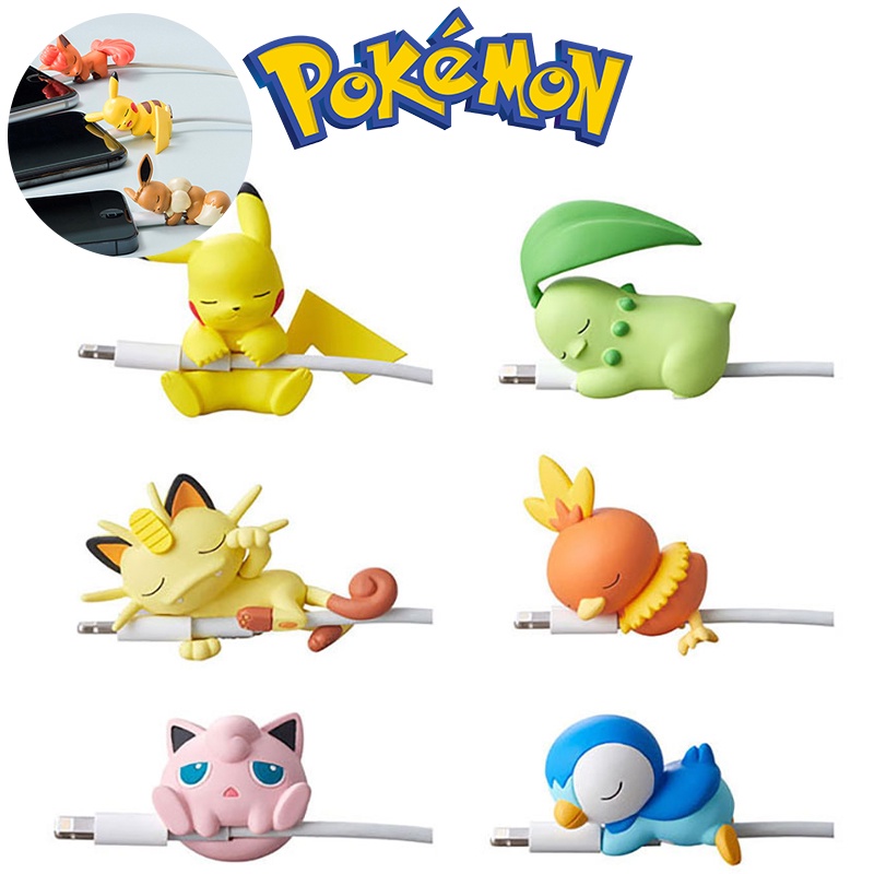 4/1Pcs Anime Pokémon Data Cable Case Pikachu USB Bite Cable Charging ...