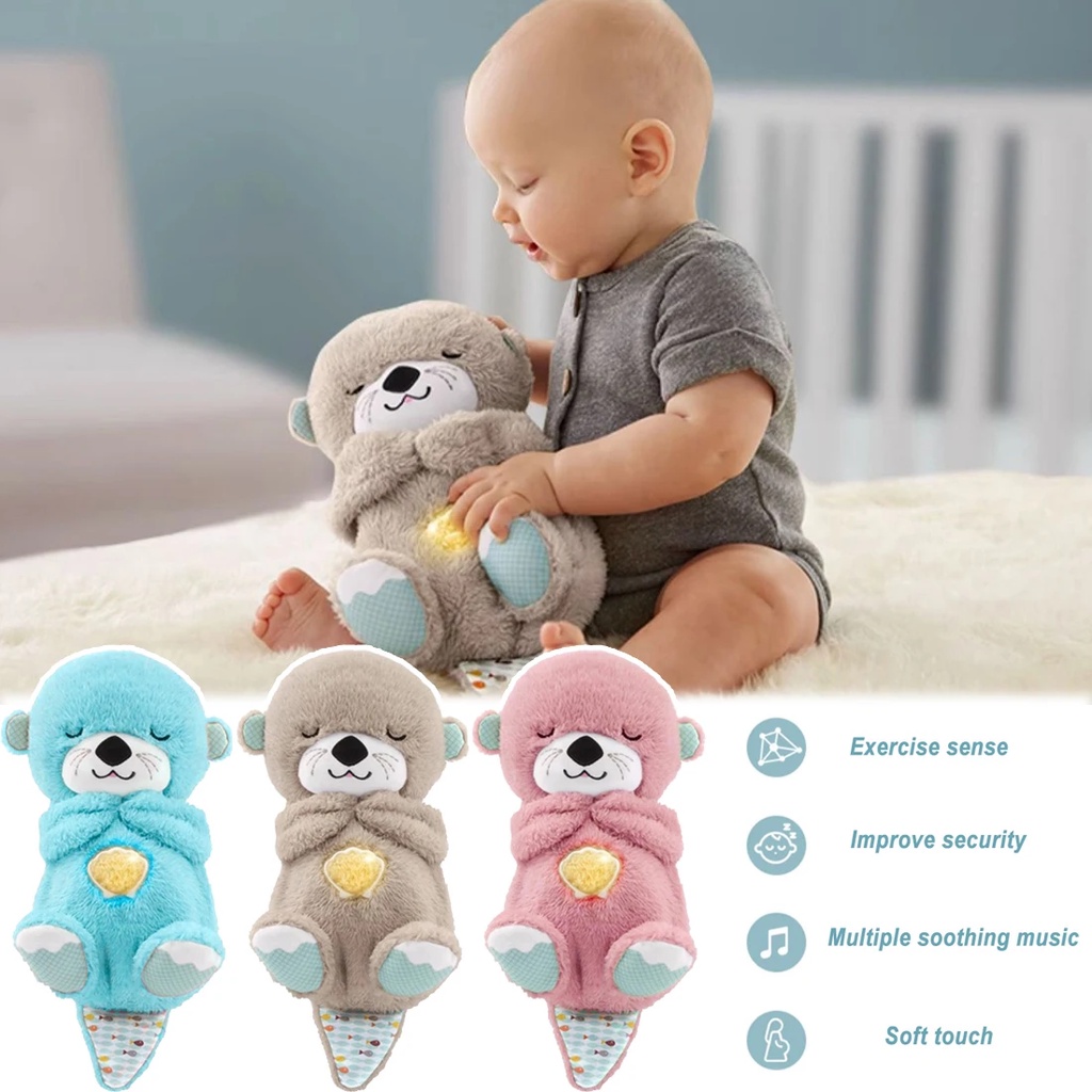 Sleep Baby Toy Infant Little Lamb Breathing Sleeping Otter Plush Baby ...