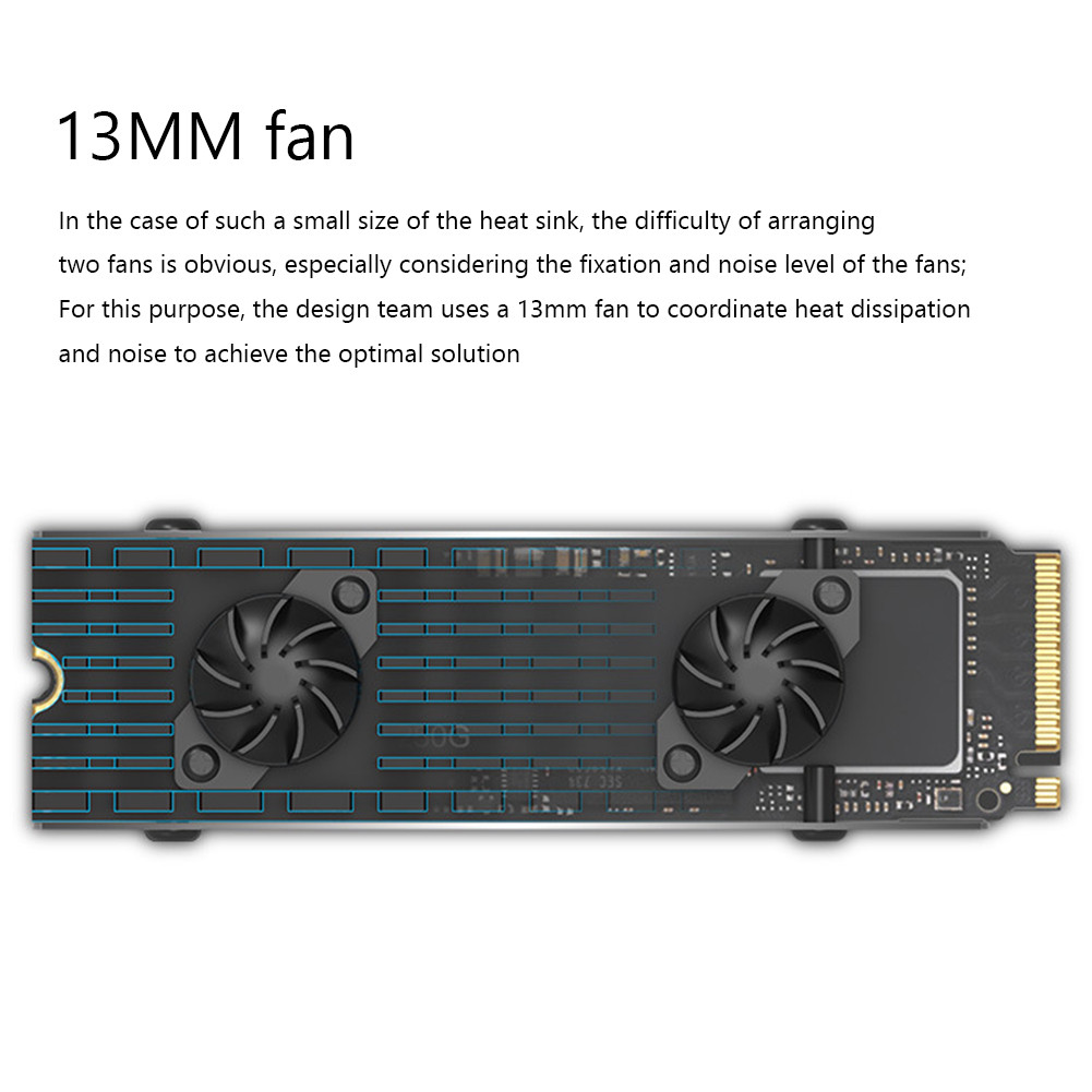 M.2 NVME SSD Radiator Heat Sink 13MM Double Fan Dual Engine Tower Heat ...