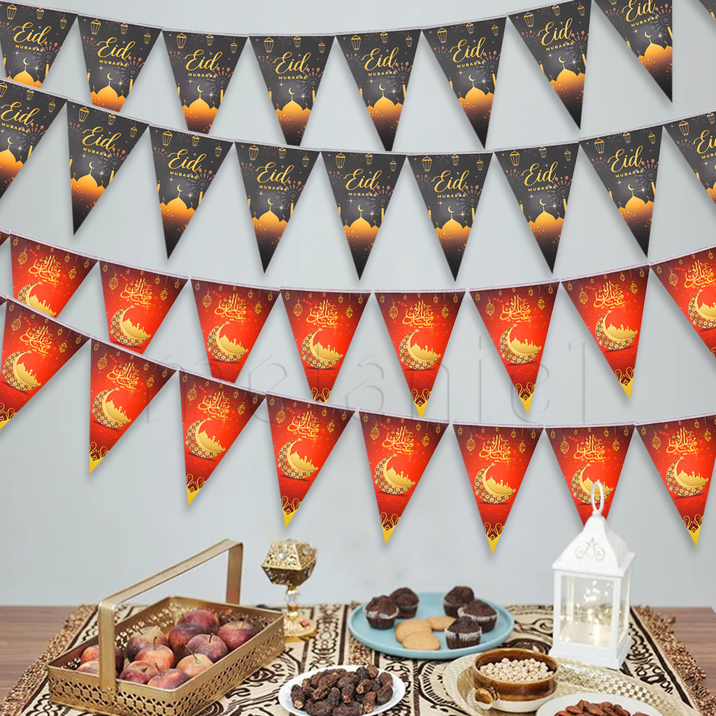Ramadan Paper Triangle Banner - Eid Mubarak Background - Islamic Muslim ...