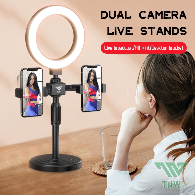 TNW Ring light 6inch Dual Phone Stand For Vlogging with 3 different ...