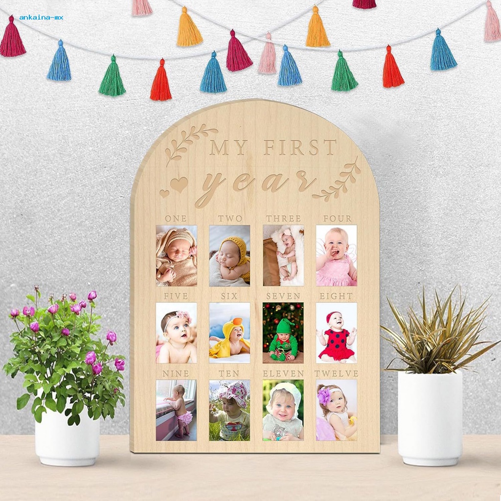 Newborn Milestone Photo Frame Monthly Growth Frame Rustic Wood Baby ...