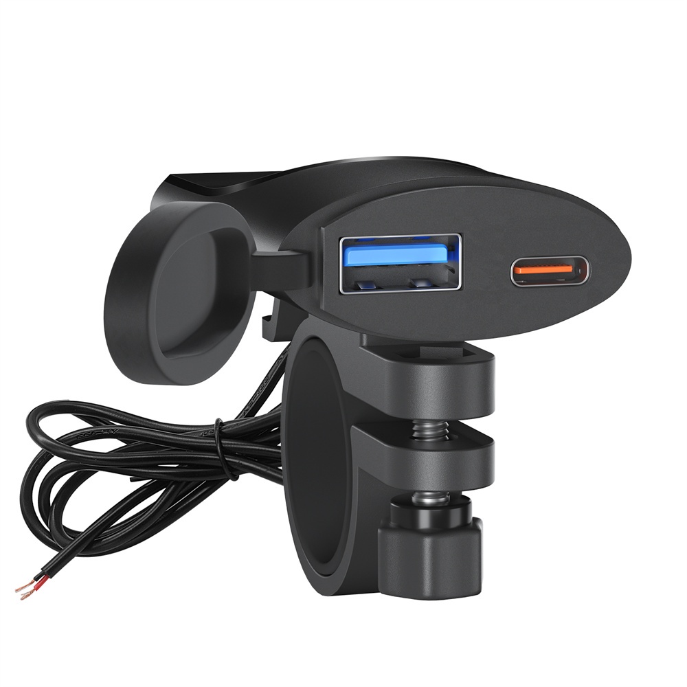 Motorcycle Intelligent Charger 30W USB-C and 18W USB-A Dual Ports 12V ...