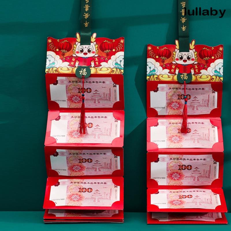 6/10card Year of the Dragon Foldable Red Pocket Envelope 2024 New Year ...