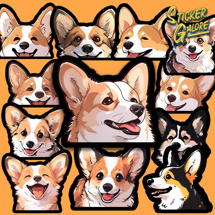 CORGI DOG PEEKER STICKERS (WATEPROOF AND SCRATCH PROOF, VINYL LAMINATED ...