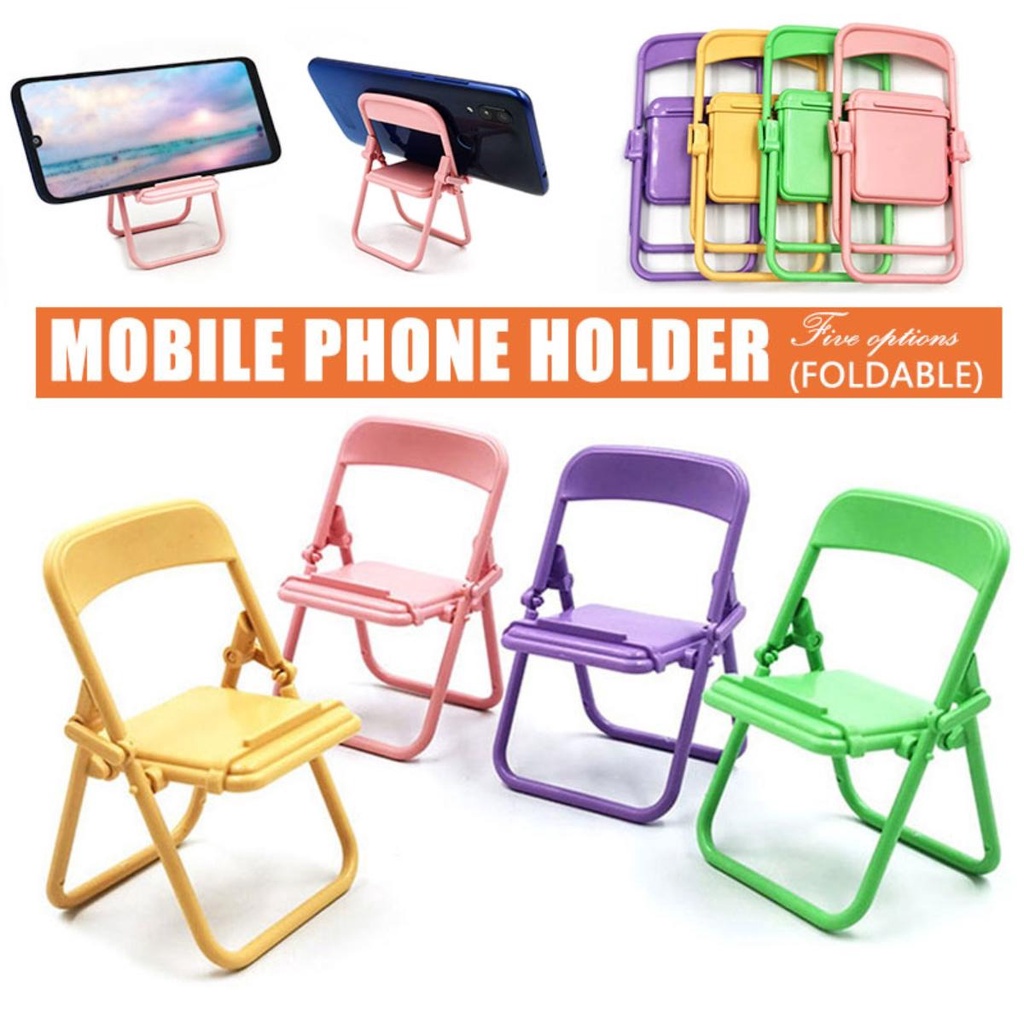 Mini Chair Phone Stand Portable Adjustable Folding Stool Phone Desktop ...