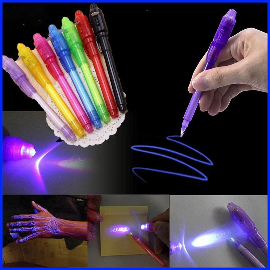 Invisible Ink Pen 7Pcs Invisible Disappearing Ink Pen with UV Light ...