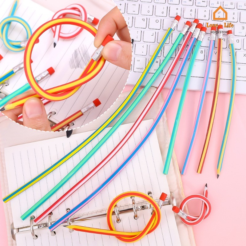 Colorful Bendable Soft Pencil Flexible Unbreakable Pencil With Eraser ...