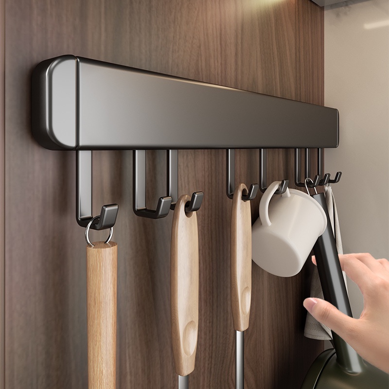 Wall Mounted Kitchen Hook Rack No-Punching Wall Hangers Rail Kitchen ...