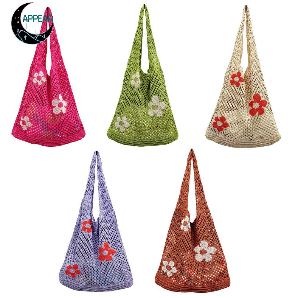 APPEAR Crochet Hobo Bag Female Tote Bag Hollow Woven Shopping Bag ...