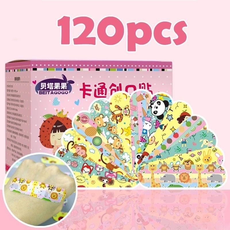 120Pcs Printed Waterproof Breathable Cute Cartoon Band Aid Adhesive ...
