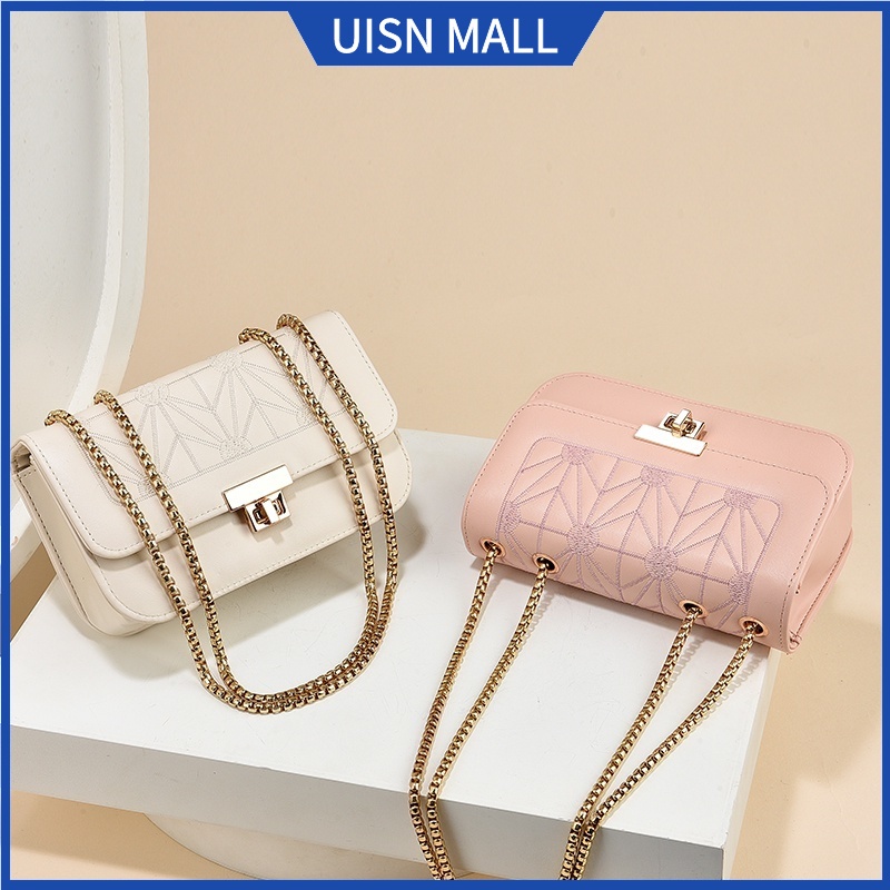 UISN #S810 Women's Bag Mini Slanted Backpack Chain Lock Small Square ...
