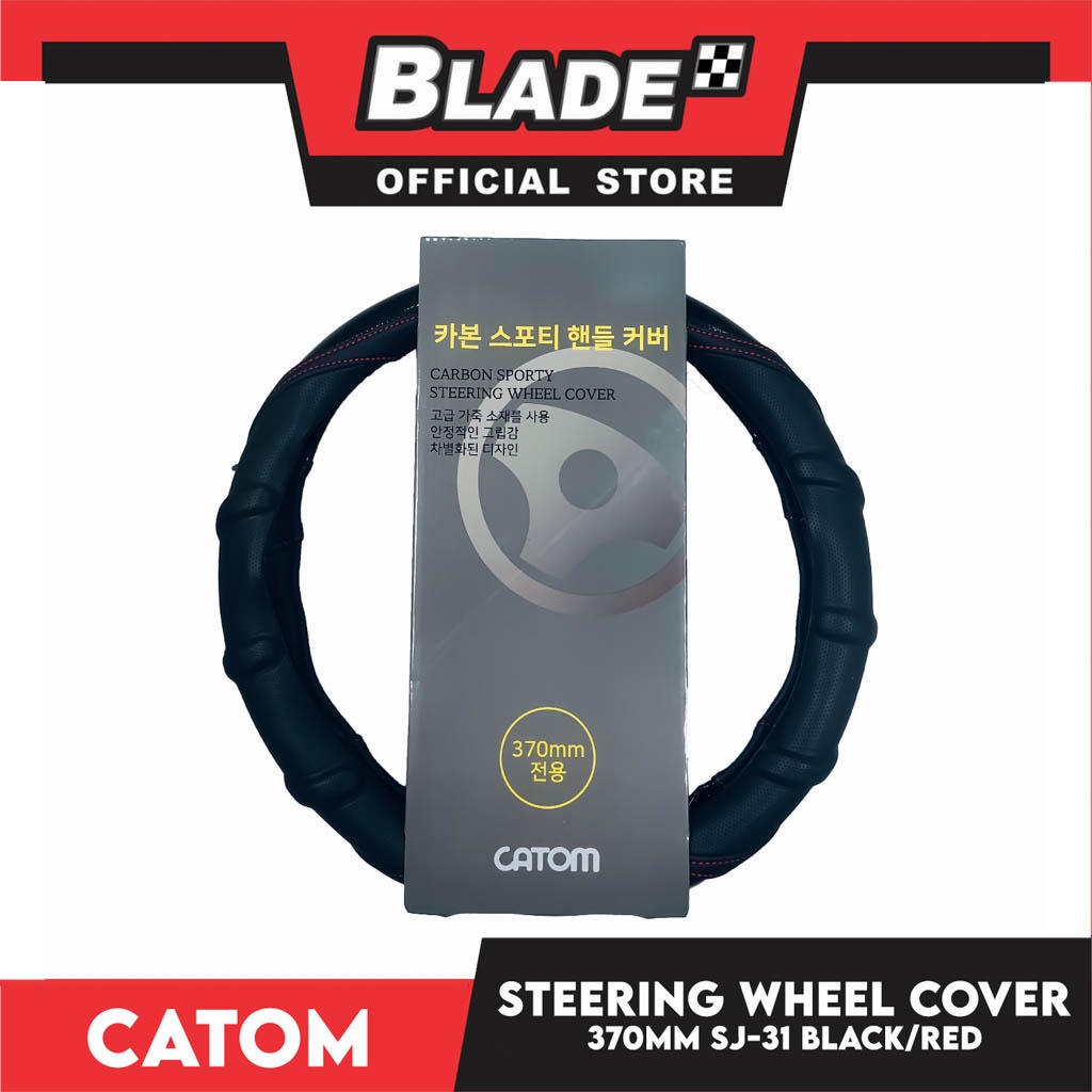 Catom Carbon Sporty Steering Wheel Cover 370mm (Black) Universal Fit ...
