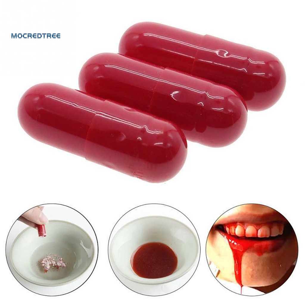 3Pcs/Box Fake Blood Pills Horror Realistic Liquid Fake Blood Pills ...