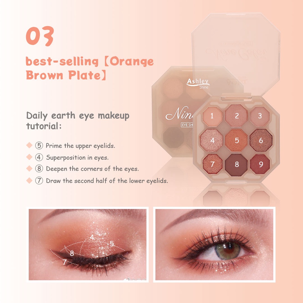 Ashley Shine 9 Colors Eyeshadow Matte Palette Pigment Shimmer Glitter ...