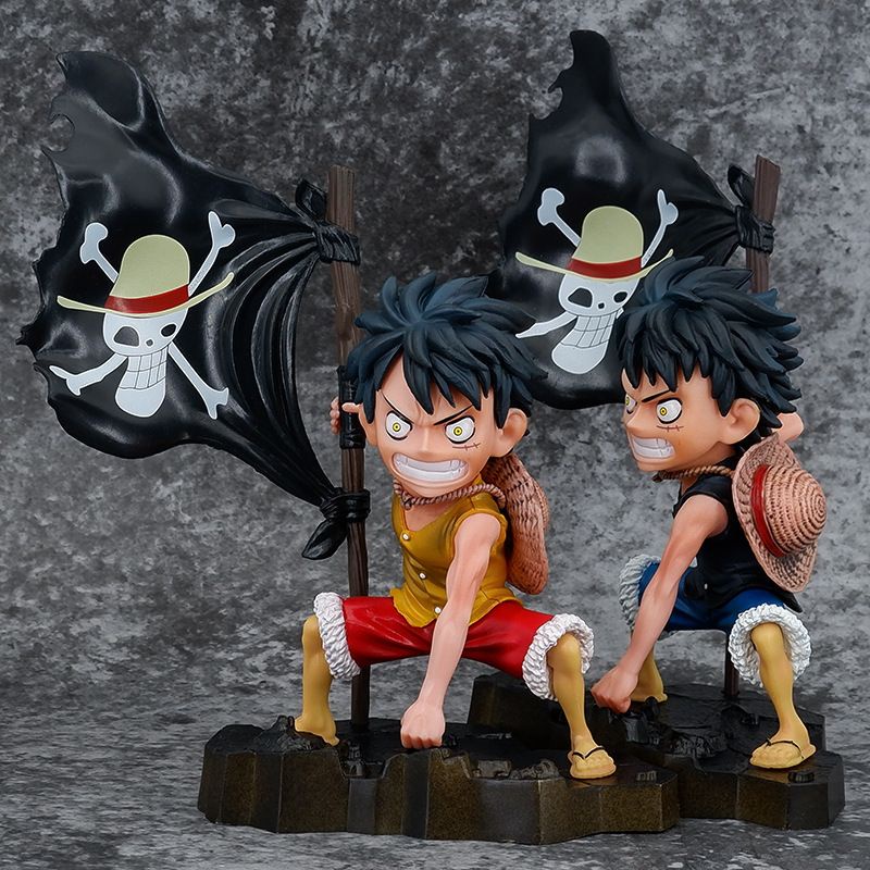One Piece Take the Flag Luffy Red Blue Yellow Q Version Luffy Anime ...