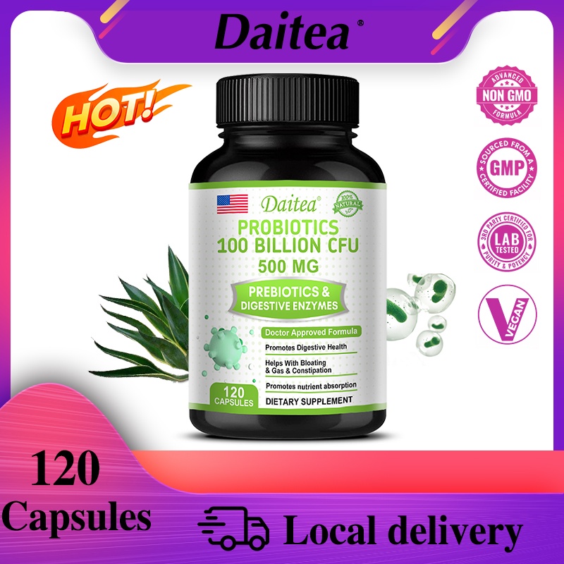 Daitea Probiotic Supplement with Prebiotics and Digestive Enzymes To ...