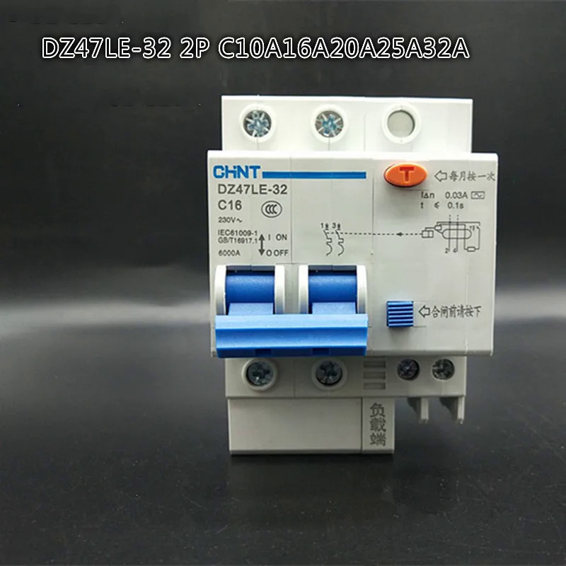Chnt circuit breaker dz47le-32 63 2P C 10A16A20A25A32A40A 230V leakage protection miniature home ...