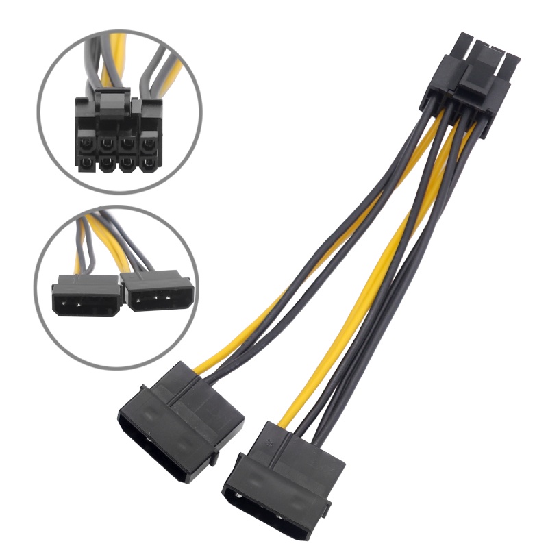Dual Large 4pin to Graphics Card 8PIN Power Supply Adapter Cable ...