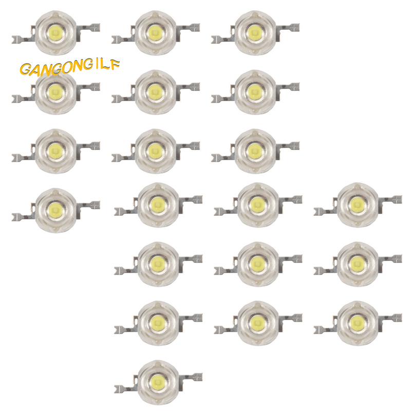 20 Pcs High Power 2 Pin 3W White LED Bead Emitters 170-190Lm 6000K ...
