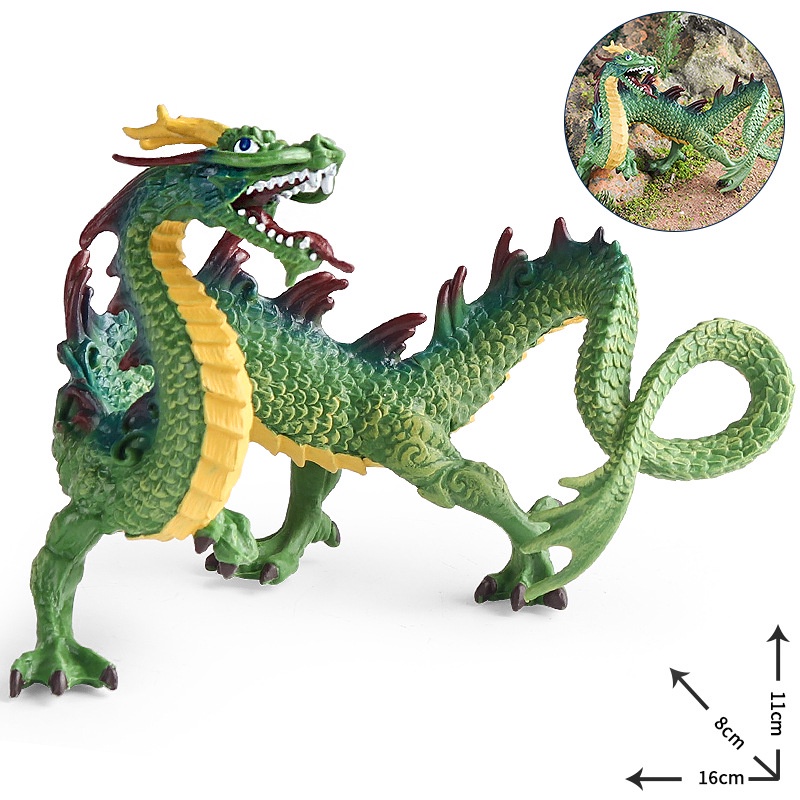 Mythical Beast Chinese Fairy Dragon Model Green Loong Action Figure ...