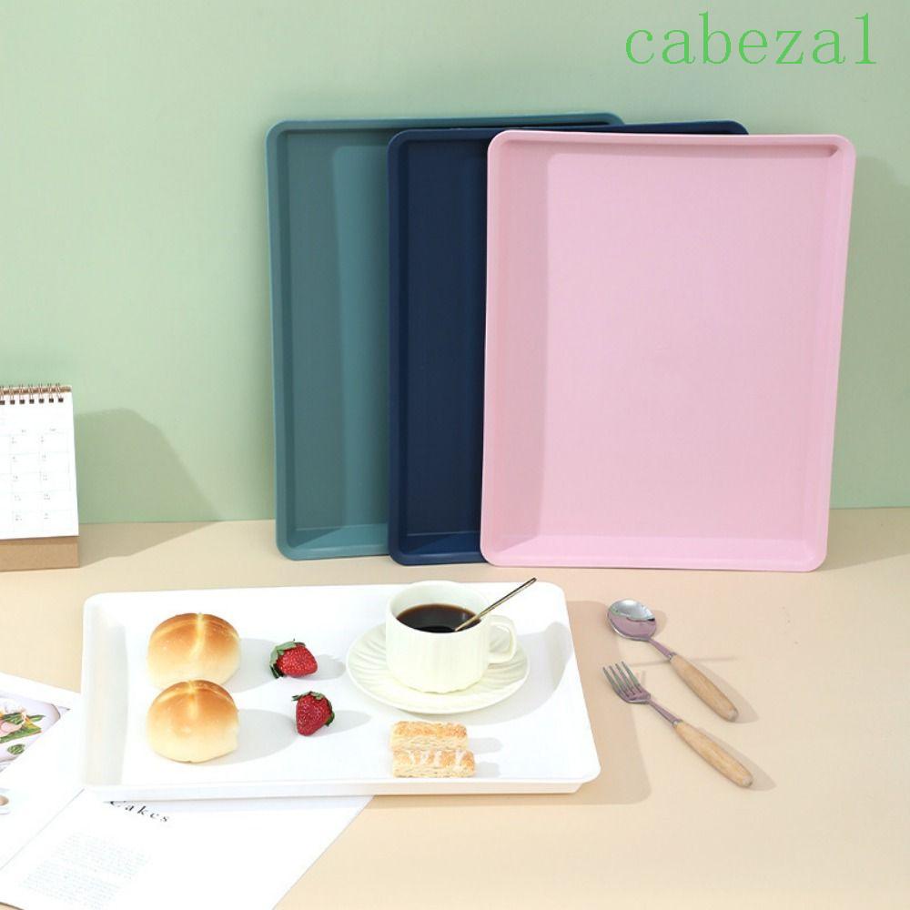 CABEZA 2 Packs Fast Food Serving Tray, Plastic Rubber Lined Rectangular ...