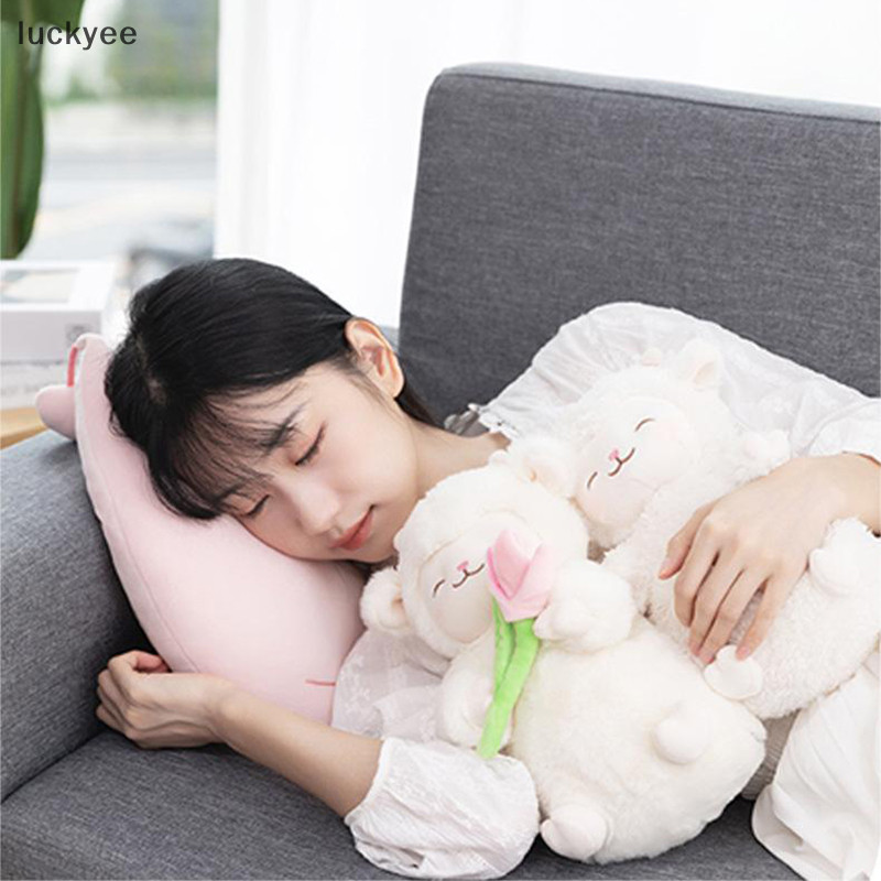 luckyet Super Soft Doll Sweet White Sheep Lam Hold Tulip Flower Plush Doll Soft Stuffed Lamb ...