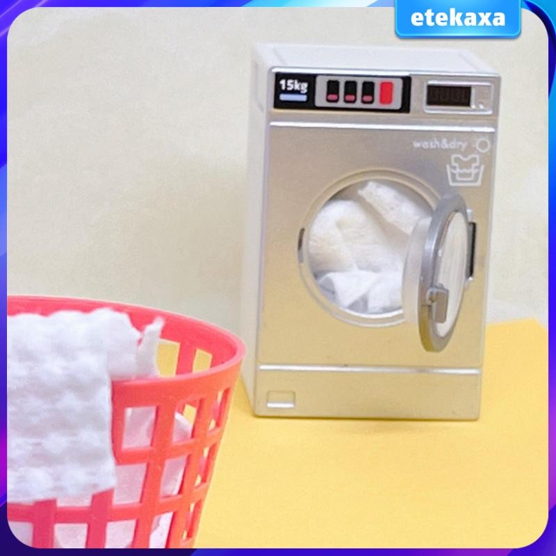 [Etekaxa] Dollhouse Washing Machine Toddlers Toy Washing Machine 1/12 ...
