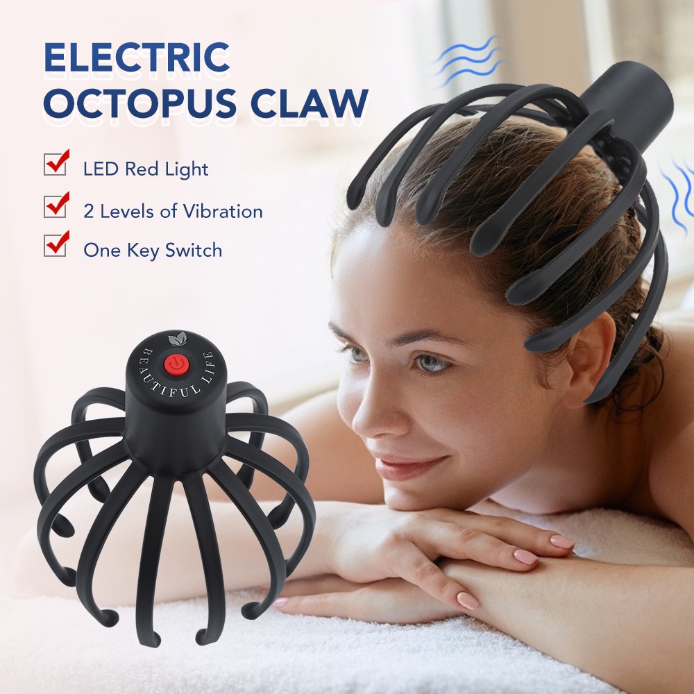 Octopus Head Massager Vibration Massage 3 Modes Massage Scalp Relieve ...