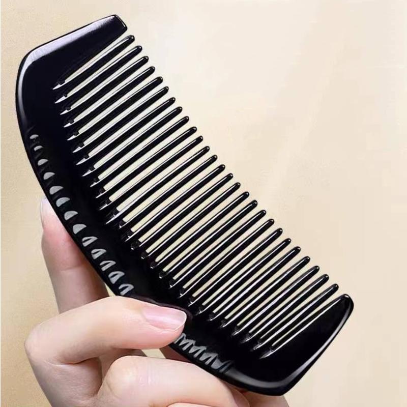 Black Buffalo Horn Comb Traditional Handicraft Anti-static Smooth Hair ...