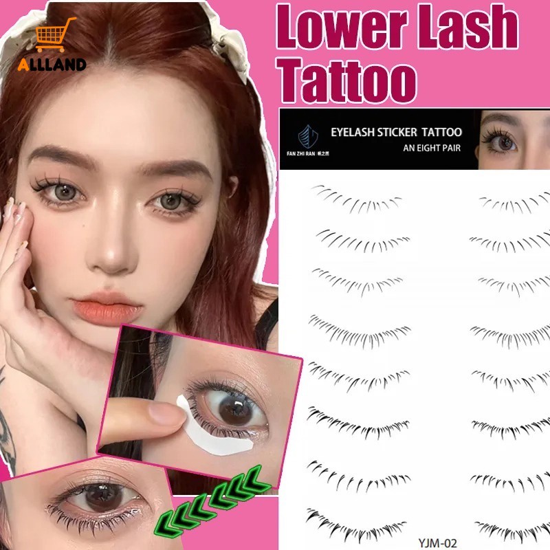 3D Disposable Waterproof Lower Eyelash Tattoo Natural Lifelike False ...