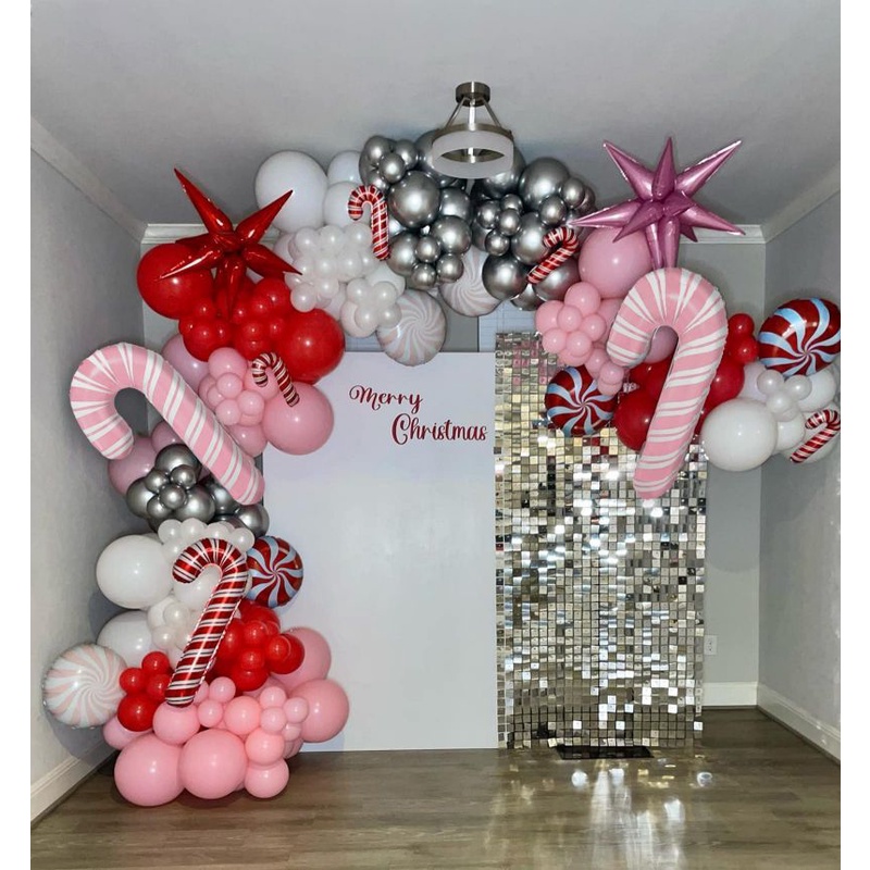 129pcs/set Christmas Theme Christmas Balloon Set Pink Maca Latex ...
