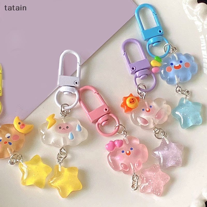 tatain Cute Cartoon Cloud Star Keychain Pentagram Key Chain For Girls ...