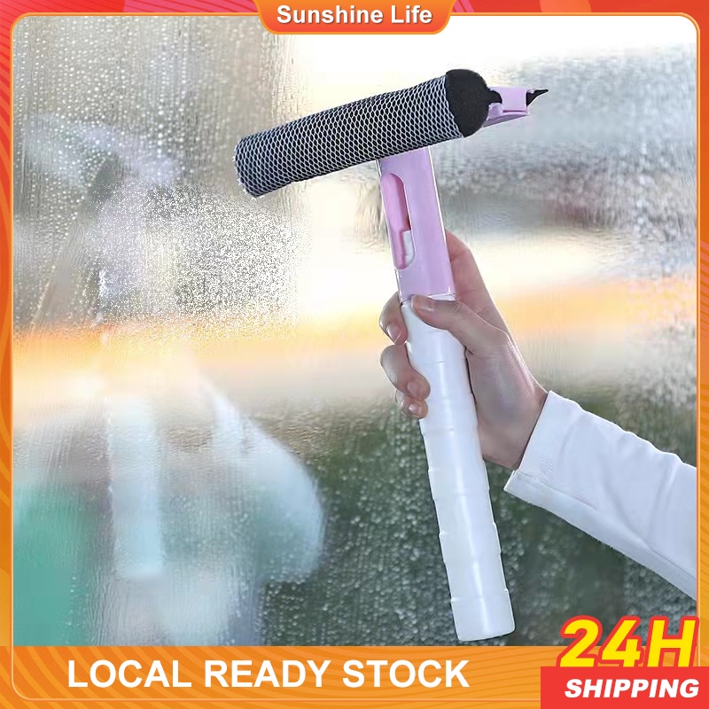 Handle Clean Brush Window Cleaner Double Side Wipe Glass Squeegee With ...