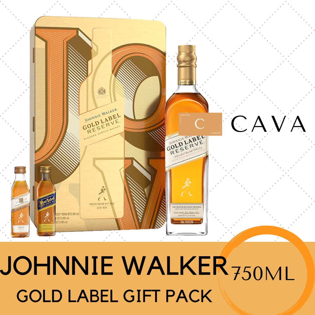 Johnnie Walker Gold Label Reserve 750mL Festive Gift Pack w/ FREE 18YO ...