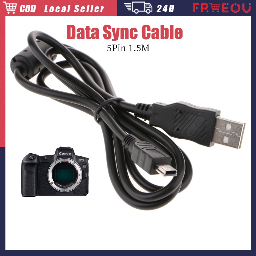 5-Pin Mini USB 2.0 Data Sync Cable 1.5M for Canon EOS Series SLR Camera ...