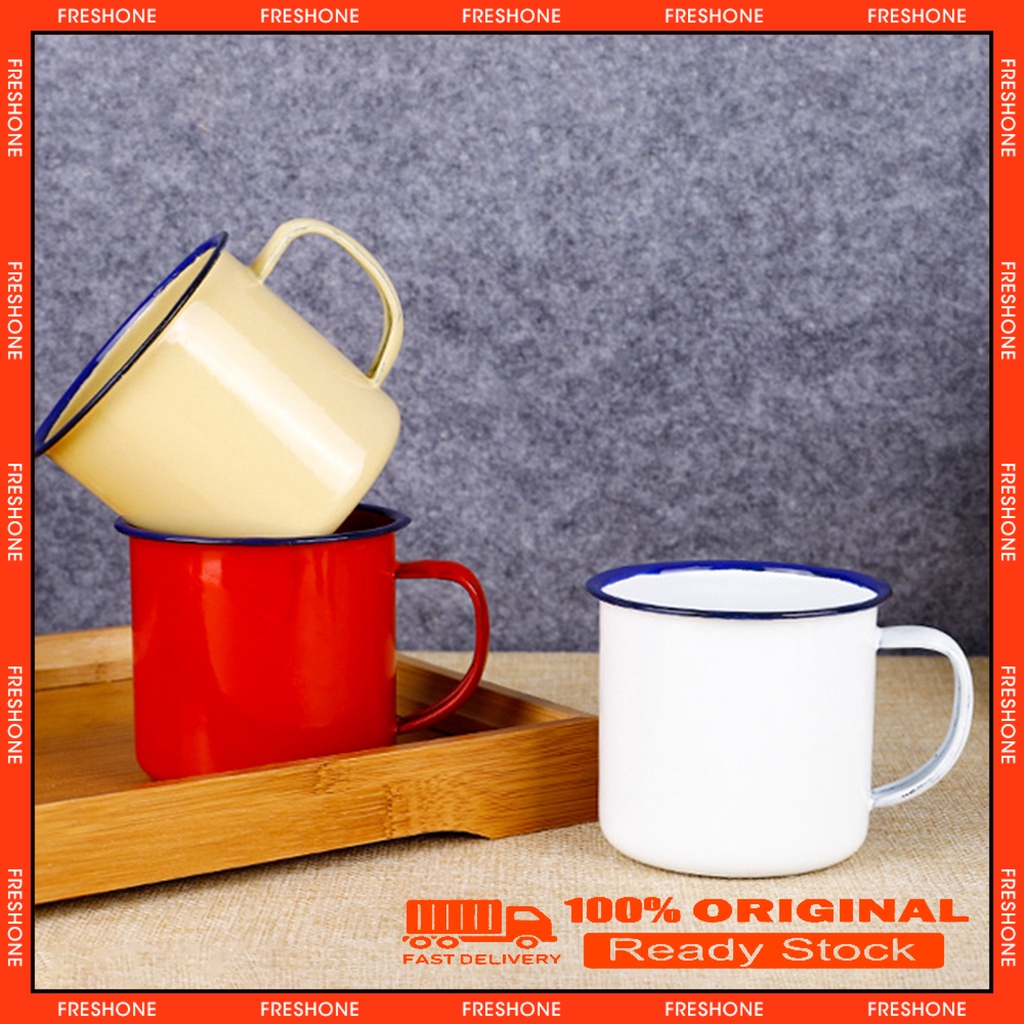 COD Retro Style Multi-use Water Mug Enamel Practical Non-sliding Base ...