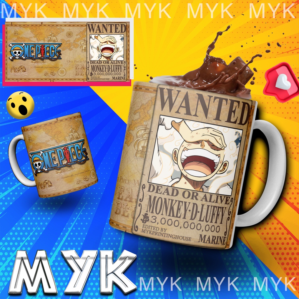 ONEPIECE WANTED POSTER DESIGN MUG BY MYKPRINTINGHOUSE | Shopee Philippines
