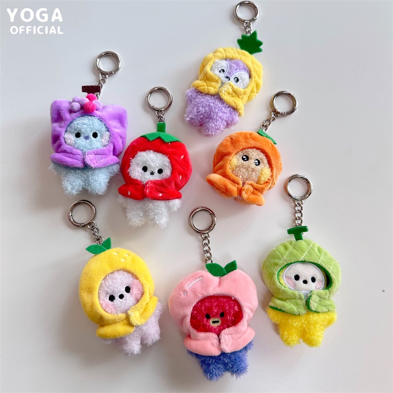 KPOP BTS BT21 Fruit Doll Series Keychains Plush Toy Cute Keychain TATA ...
