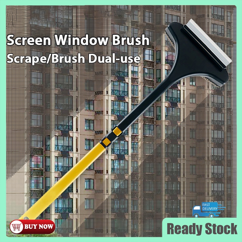 2 In 1 Window Screen Cleaner Brush With Long Handle Double-Sided Dust ...