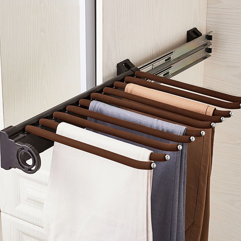 Built-in slide rails hangers Cloakroom Telescopic Trouser RackSide ...